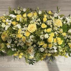 Yellow Rose Casket Spray - Funeral Flowers Grays, Essex